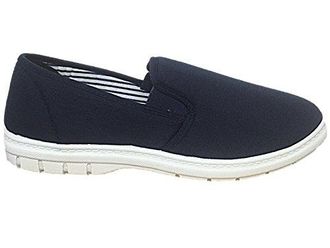 Foster Shoes Tree BRETT Tennis en toile sans lacets pour homme, pied large - Pointure 39,5-47 - Bleu - bleu marine, 39 EU