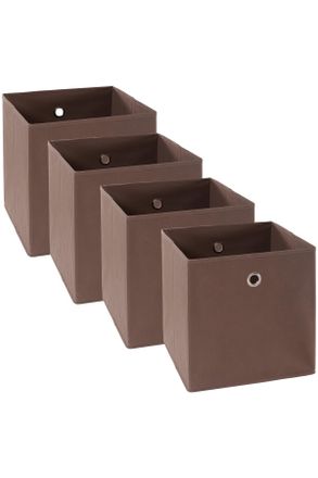 CARRYHOME Faltbox, Braun, Silber, Metall, Textil, Karton, 32x32x32 cm, faltbar, Ordnen & Aufbewahren, Aufbewahrungsboxen, Faltboxen