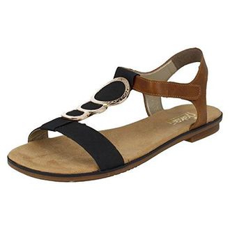 Rieker Femme Sandales 64278,Dame Sandale &agrave; lani&egrave;res,Spartiates,Sandales Gladiator,Chaussures d&eacute;t&eacute;,Confortables,Pazifik/Amaretto / 16,40 EU / 6.5 UK