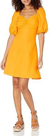 The Drop Robe Courte en Lin pour Femme, avec Torsade sur le Devant, Nala, Mangue, Taille XXL