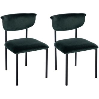 Clp Lot de 2 chaises de salle &agrave; manger Gambell en velours Vert fonc&eacute;
