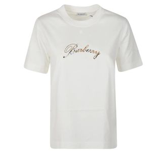 Burberry Femme, Tops, Blanc, Taille: 40 FR Logo T-Shirt