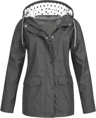 Generic Veste de pluie l&eacute;g&egrave;re pour femmes avec capuche coupe-vent imperm&eacute;able &agrave; manches longues et fermeture &eacute;clair design ajustable avec cordon et poches fon