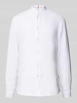 Boss Orange by Hugo Boss Regular Fit Leinenhemd mit Stehkragen Modell Race