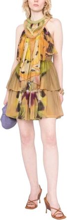 Alberta Ferretti Femme, Robes, Multicolore, Taille: 40 FR Tiered Pleated Short Dress