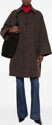 Alberto Biani Check Wool Coat - Brown