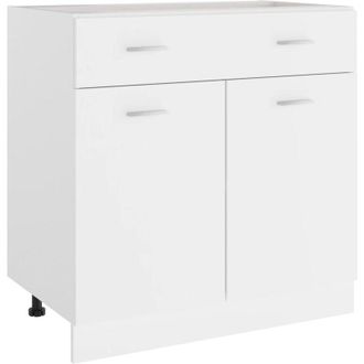 vidaXL Vidaxl - Armoire de plancher &agrave; tiroir Blanc 80x46x81,5 cm Agglom&eacute;r&eacute;