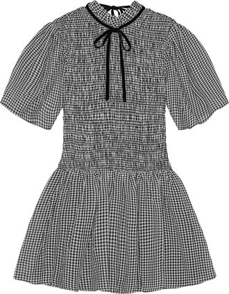 Ganni robe courte &agrave; carreaux - Noir