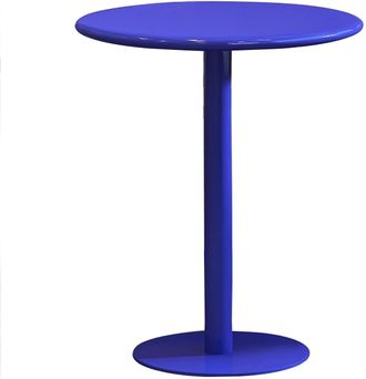 Generic Bartisch, runder Cocktailbartisch mit Metallgestell, hoher Bistrotisch, Stehtisch, Beistelltisch, Freizeit-Couchtisch, blau