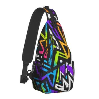 AOOEDM Graffiti-Muster mit Grunge-Effekt Umhängetasche für Damen und Herren, Crossbody-Schultertaschen, lässiger Sling-Rucksack, Brusttasche, Reisen, Wandern