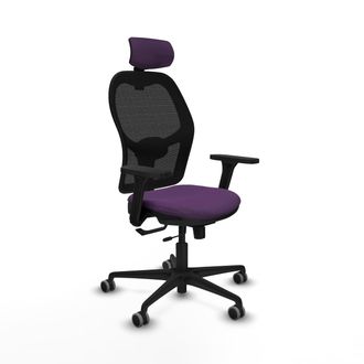 Piqueras y Crespo Ergonomischer Stuhl mit 3D-Armlehnen, h&ouml;henverstellbarer Lendenwirbelst&uuml;tze und h&ouml;henverstellbarem Kopfteil, Schwarz / Violett