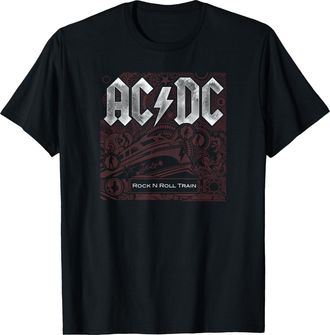 AC/DC RocknRoll-Zug T-Shirt für Erwachsene, Fans von AC/DC, Schwarz, S, Kurzarm, Klassisch, Crew-Ausschnitt, Klein, Regulär