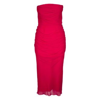 Carolina Herrera Tr&auml;gerloses- drapiertes Midikleid - - Dresses - Damen - Rot - XS