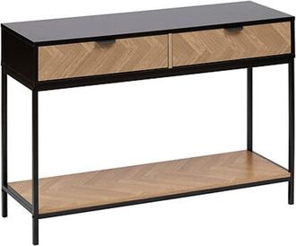 PEGANE Console, meuble de console avec 2 tiroirs en bois coloris marron, noir - Longueur 110 x Profondeur 35 x Hauteur 75 cm