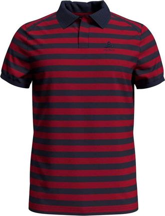 Odlo Herren Concord Poloshirt, Chinese red-Diving Navy-Stripes, S