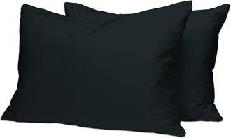 Pizuna Luxuri&ouml;ser Soft-Satin 2er Pack Kissenbezug 50 x 75 cm Schwarz, 400 Fadenzahl Baumwolle Quadratisch Kissenbez&uuml;ge, 100% Langstapel Baumwolle Nur Kissenb