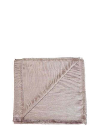 Fendi Womens Stole Silk And Cashmere Tiger Jacquard Taupe Scarf Scarfs