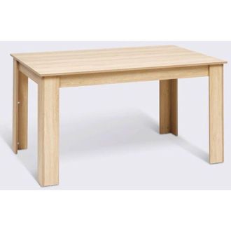 PEGANE Table &agrave; manger 6 places coloris effet bois naturel - Longueur 140 x Profondeur 90 x Hauteur 75,5 cm