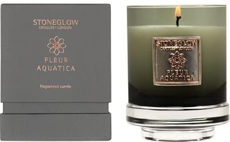 Stoneglow Glas Metallique Fleur Dickblatt Kerze, Mehrfarbig, 9,5 x 12 x 9,5 cm