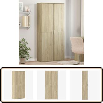 vidaXL Vidaxl - Buffet haut chêne sonoma 80x35x180 cm bois dingénierie - Buffet Design - Meuble Rangement - Commode Moderne - Bibliothèque Ouverte