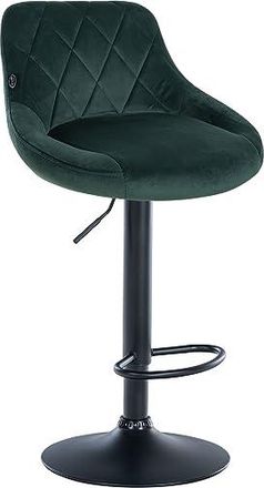 Clp Tabouret De Bar R&eacute;glable en Hauteur Lazio Velours I Chaise Haute Pivotante avec Dossier Et Repose-Pieds I Si&egrave;ge Rembourr&eacute;, Couleur:Vert fonc&eacute;, Couleur