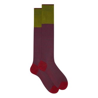 Gallo Gallo, Homme, Sous-vêtements, Multicolore, Taille: S Chaussettes longues en coton rouge pour hommes avec motif tissé géométrique