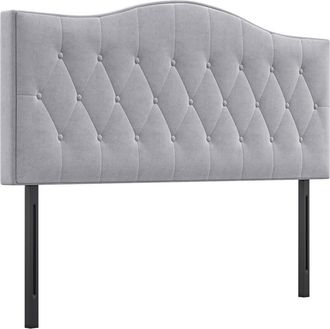 HOMCOM Kopfteil f&uuml;r Bett Polsterkopfteil Bett Kopf R&uuml;ckenlehne Bettkopfteil in grau Pappel Samt Stoff 185 x 8 x 134 cm - Homcom