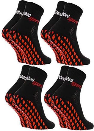 Rainbow Socks Femme Homme Chaussettes Antidérapantes de Sport - 4 paires - Noir - Taille 36-38
