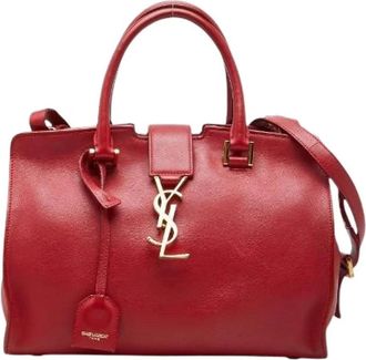 Saint Laurent Pre-owned Baby Monogram Cabas Leather 2way Bag - Femme - Pre-owned - Rouge - Taille: ONE Size