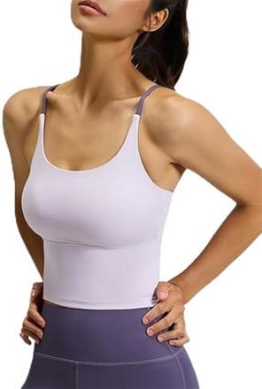 Generic Yksaix Soutien-gorge court uni à bretelles rembourrées pour femme, pour yoga, entraînement, fitness, faible impact, violet, XL