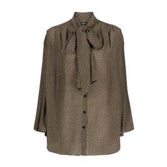 Balmain Bedruckte Seidenbluse mit Bow - - Blouses & Shirts - Damen - Gr&uuml;n - S