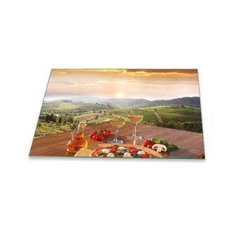 Decorwelt | Herdabdeckplatte 80x52 cm 1-Teilig Essen Bunt Ceranfeldabdeckung Universal Spritzschutz Glas Deko Elektroherd Induktion f&uuml;r Kochplatten Herdschutz S