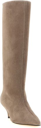 Fabiana Filippi Suede Kitten-Heel Boot - Beige