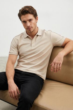 Trendyol MAN Herren Beige Einfarbig Kurz Regular Fit Poloshirts
