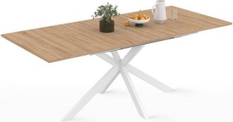 IDMarket Idmarket - Table à manger extensible rectangle alix 6-10 personnes bois et blanc 160-200 cm