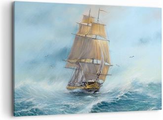Arttor Wandbilder Dekoration Wohnzimmer Meer Schiff Nautisch Bilder auf Leinwand 120x80cm Leinwandbild Schlafzimmer Küche Deko Wand Kunstdruck Art Groß XXL W