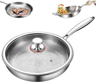 Generic Nouvelle Po&ecirc;le en Titane, Po&ecirc;le Martel&eacute;e en Titane Pro avec Couvercle, Antiadh&eacute;sive, Sans Rev&ecirc;tement, pour la Cuisson, &Eacute;lectrique, &Agrave; Induction, Sur Cu