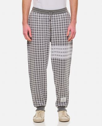 Thom Browne Check Hose Aus Baumwollfleece Mit 4 Streifen