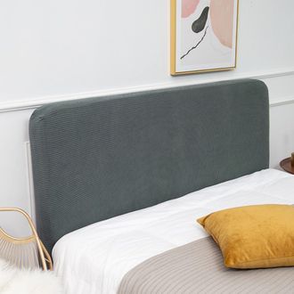 Generic Dehnbarer Bettkopfteil Bezug Schutzbezug in voller Gr&ouml;&szlig;e, elastisch, staubdicht, Kopfteilbezug Bett 180 kompatibel, f&uuml;r Schlafzimmerdekoration Grau Vo