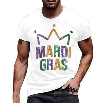 Generic Tunique 50 T-shirt tendance d&eacute;contract&eacute; pour homme avec imprim&eacute; Mardi Carnaval &agrave; manches courtes T-shirt fonctionnel sans manches, Blanc., 3XL