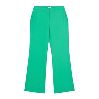 Oltre Femme, Pantalons, Vert, Taille: 42 FR Pantalon ample en tissu fluide