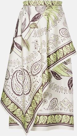 Tory Burch Jupe midi imprim&eacute;e en soie