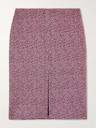 Dries Van Noten Jupe Midi En Cr&eacute;pon Jacquard M&eacute;tallis&eacute; - Rose