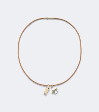 Marie Lichtenberg Collier Baby Poids & One Diamant en or 18 ct et cuir