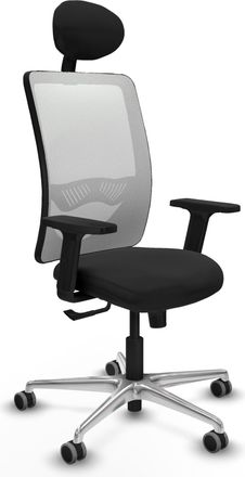 Piqueras y Crespo Schwarzer B&uuml;rostuhl Zulema mit 2D-Armlehnen, h&ouml;henverstellbarer Lendenwirbelst&uuml;tze und festem Kopfteil, ausgestattet mit 3 Positionen und Schneidschau