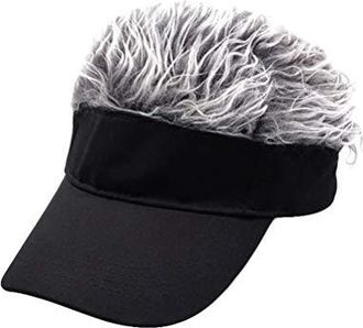 Vosarea Bonnet Perruque Casquette De Baseball avec Cheveux Casquettes Unisexes Faux Chapeau Pare Soleil Visi&egrave;re avec Cheveux Homme Casquette De Course Europ&eacute;e