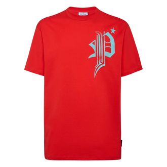 Philipp Plein Homme, Tops, Rouge, Taille: L T-Shirt Col Rond Skull