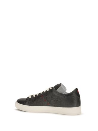 Kiton Pebbled Leather Low-Top Sneaker - Gray