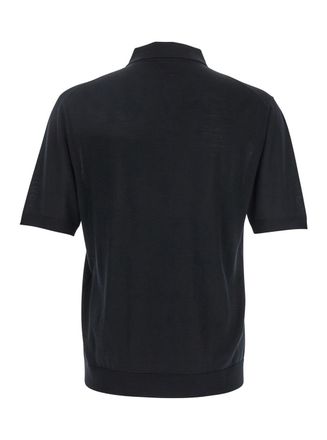 Gucci Mens Black Polo Shirt With Chest Pocket Wool T-Shirts And Polos