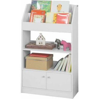SoBuy Sobuy - KMB11-W Kinderregal Bücherregal Standregal für Kinder Bücherschrank mit 2 Ablagen, 2 Ablagefächern und 2 Türen weiß bht ca.: 60x107x24cm